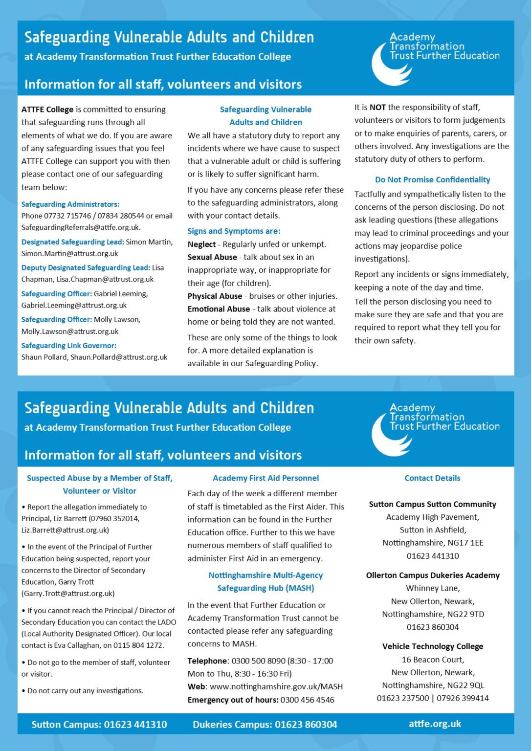 Safeguarding - Academy Transformation Trust Further Education